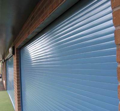 Blue Solid Lintel Shutter - B and L Roller Shutters and Garage Doors