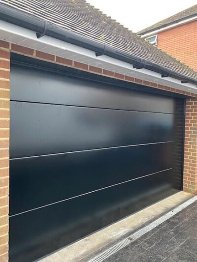 Sectional Garage Door 40mm L Ribbed Painted In Black Powder Coated